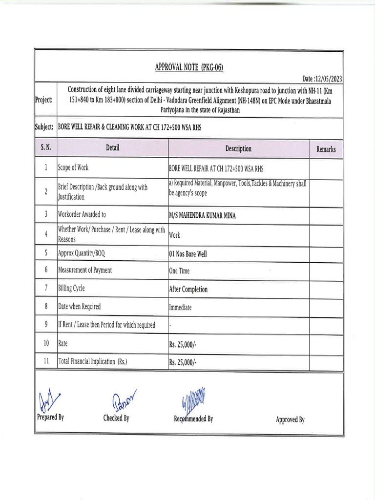 Approval Note Bore Well.pdf | PDF