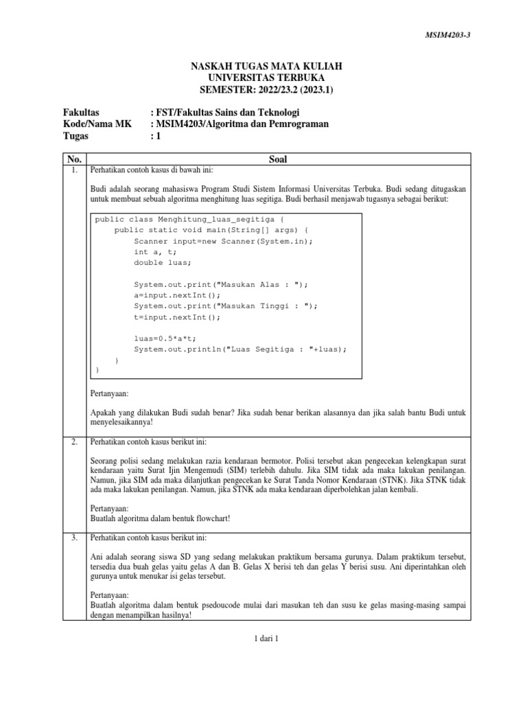 Soal Msim4203 tmk1 3 PDF | PDF