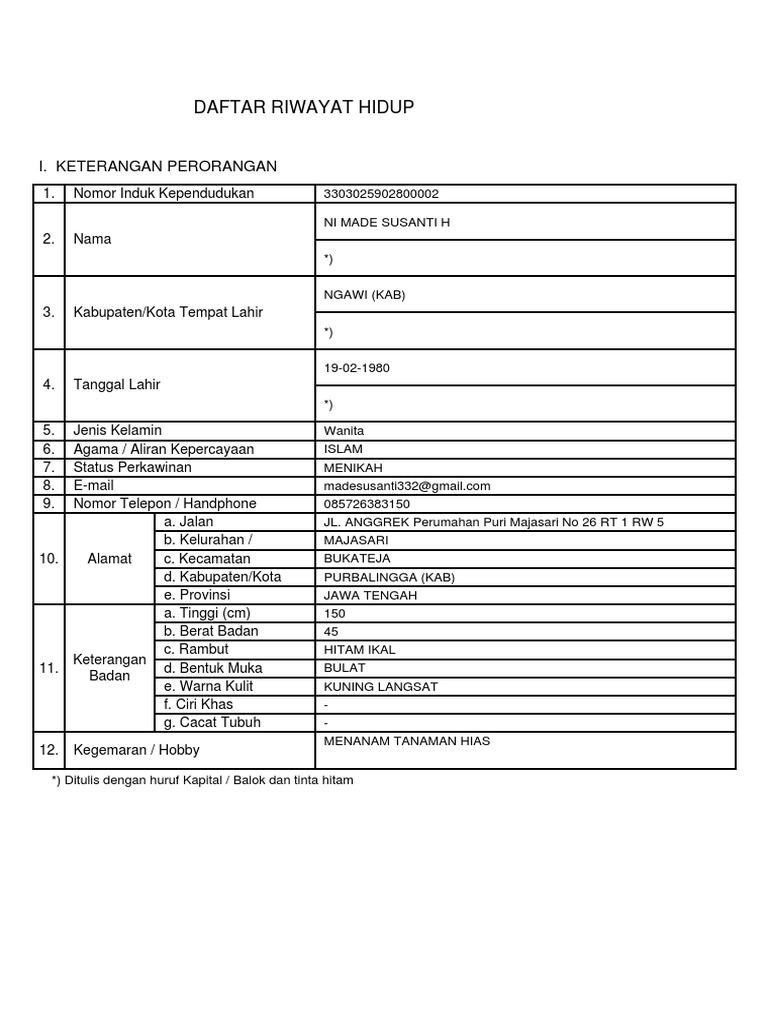 DRH Perorangan Ni Made Susanti H PDF | PDF