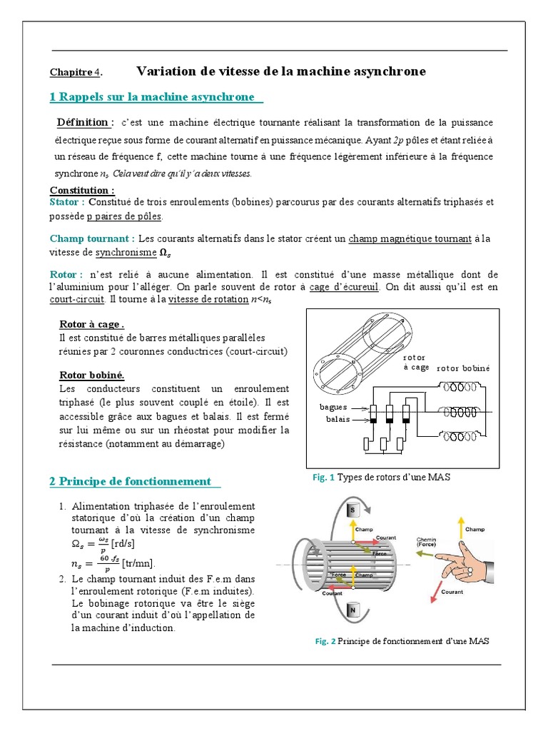 Fonctionnement et Variation de Vitesse des Machines Asynchrones | PDF ...