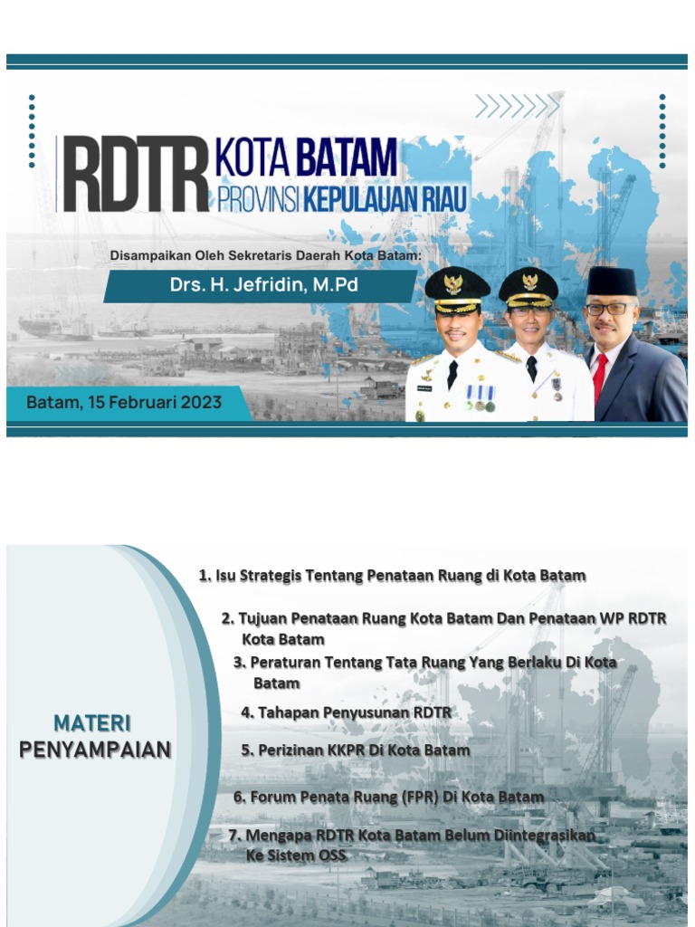 Paparan Sekda Percepatan Penyusunan RDTR Kota Batam-1 PDF | PDF
