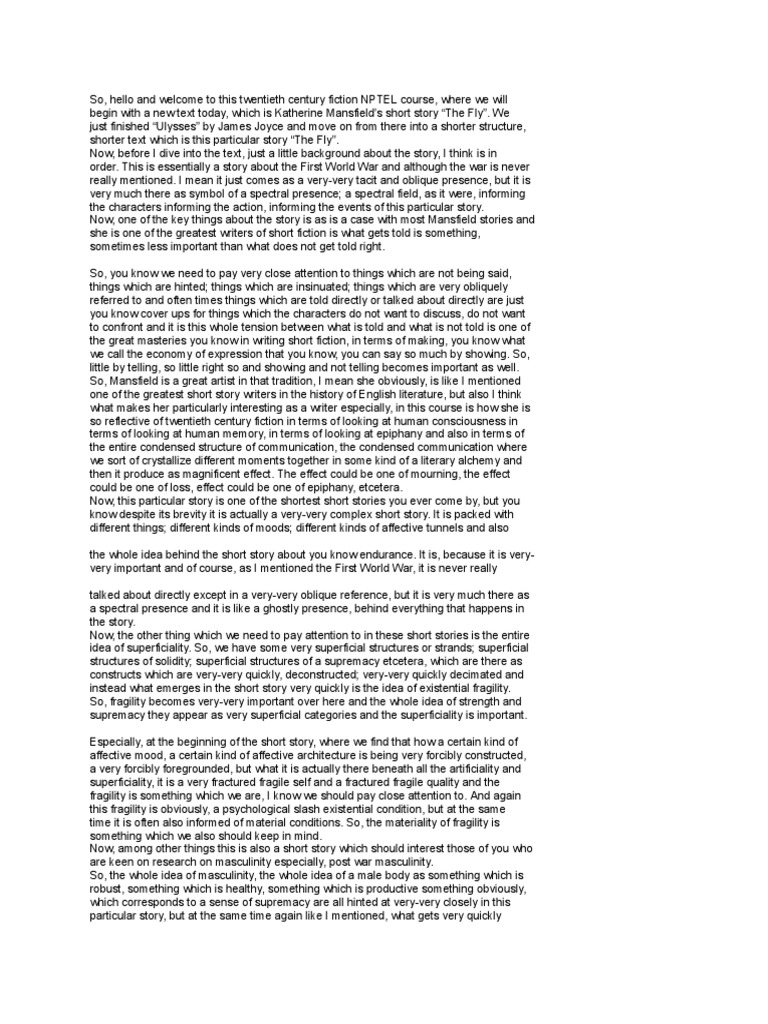 The Fly-Transcript PDF | PDF | Hysteria | Masculinity