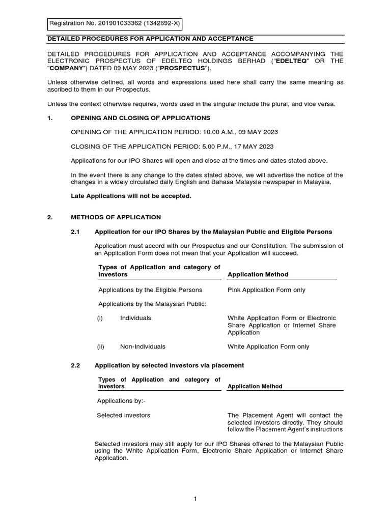 Edelteq - Detailed Procedures For Application and Acceptance | PDF