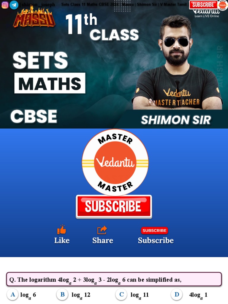 Sets Class 11 Maths CBSE 2024 Massu Shimon Sir V Master Tamil PDF | PDF ...