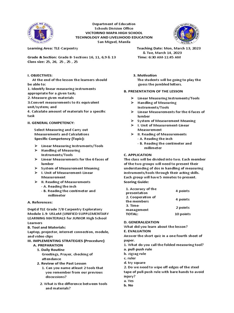 Lesson Plan | PDF | Learning | Education Theory