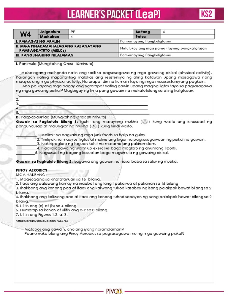 Q4 PE 4 Week4 | PDF Q4 PE 4 Week4 | PDF
