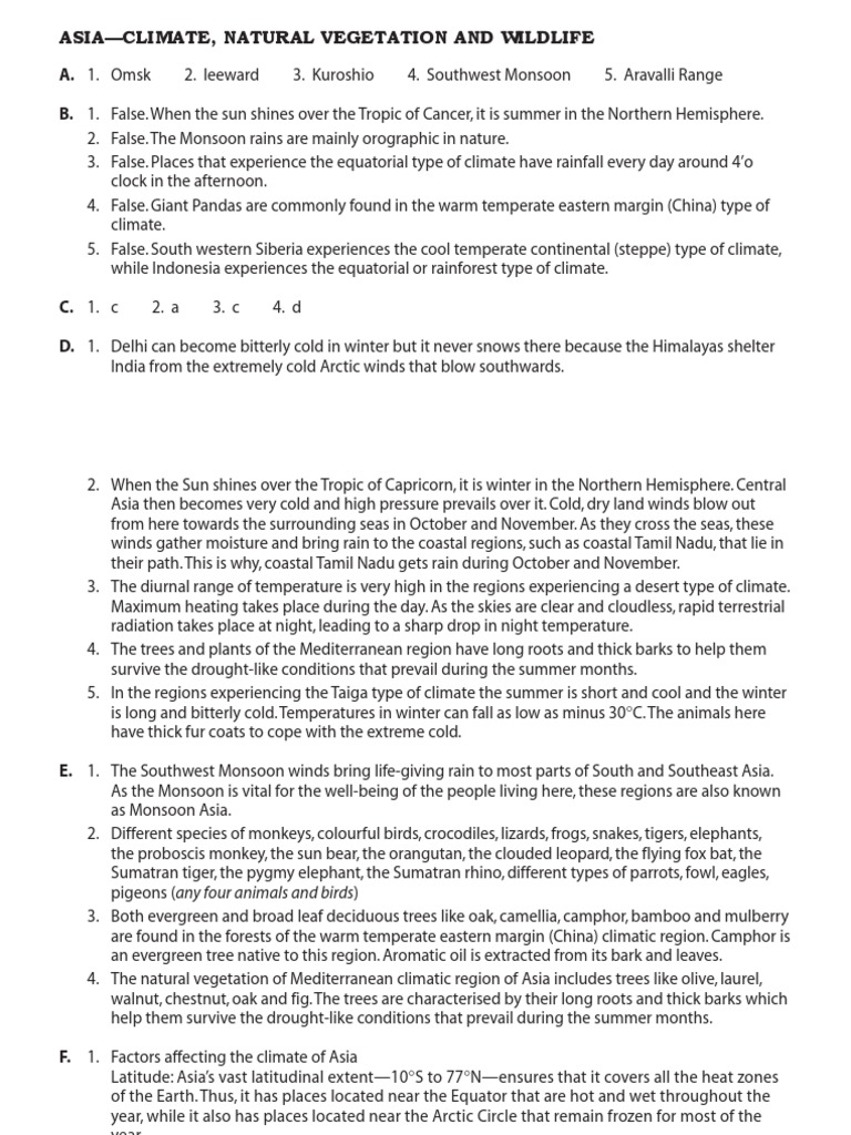 Look and Learn:: Asia-Climate, Natural Vegetation and Wildlife | PDF ...