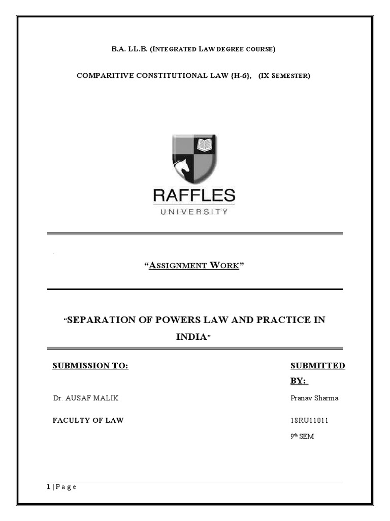 Assignment Constitution | PDF | Separation Of Powers | Constitution