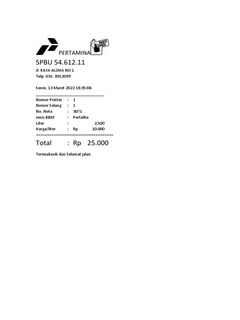 Nota Bensin PDF | PDF | Bisnis | Pengelolaan Keuangan & Uang