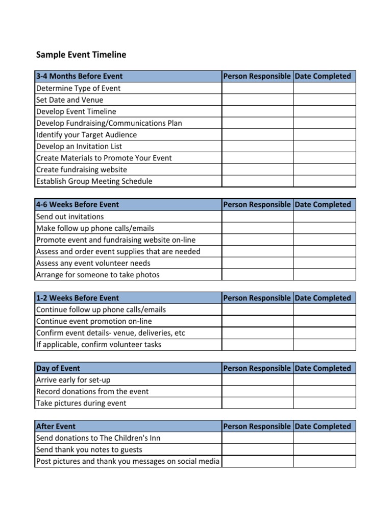 Fundraising Event Ideas and Planning Timeline | PDF | Fundraising ...