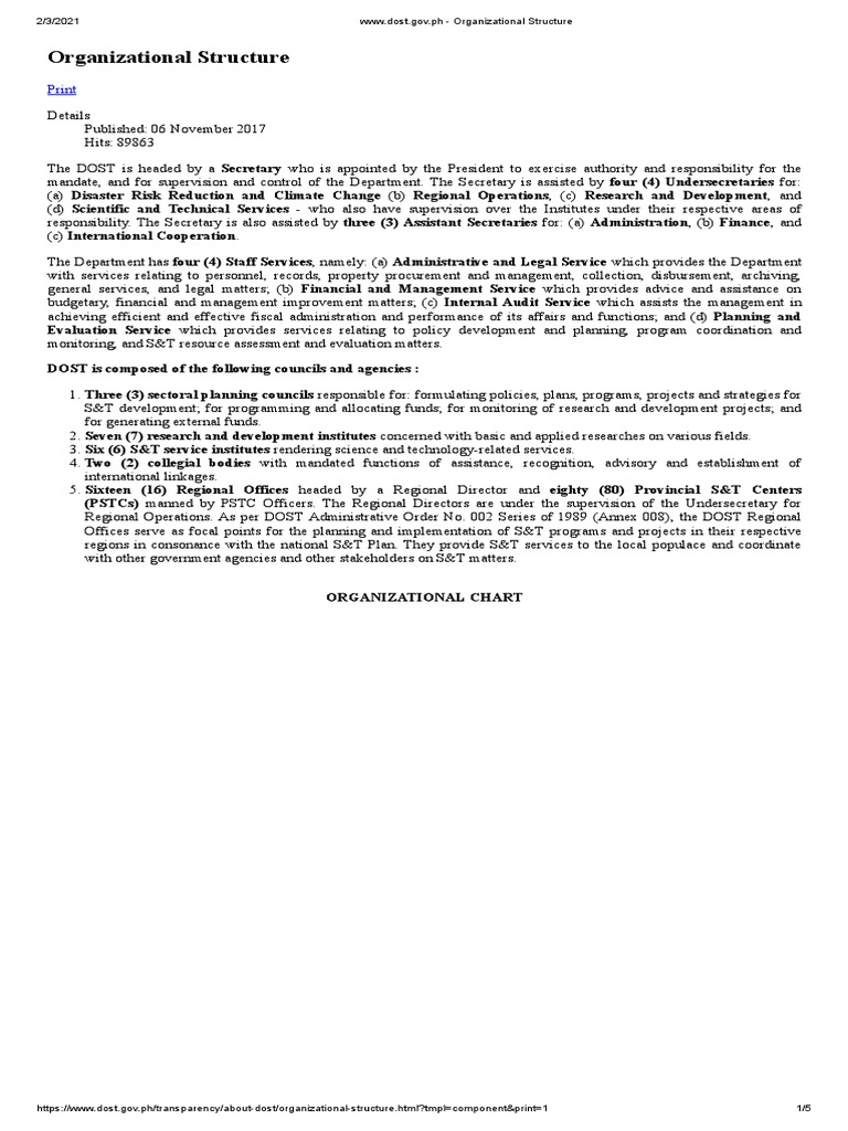 WWW - Dost.gov - PH - Organizational Structure | PDF | Audit | Internal ...