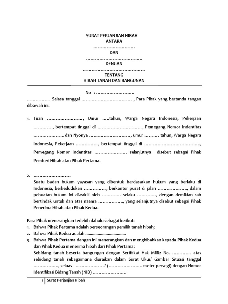 Surat Perjanjian Hibah | PDF