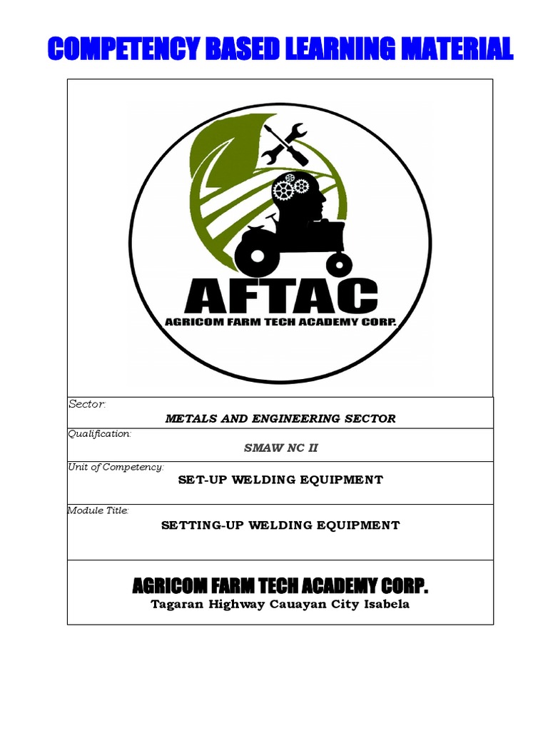 CBLM Set Up Welding Equipment NC 2 OCT. 2022 | PDF | Construction | Welding