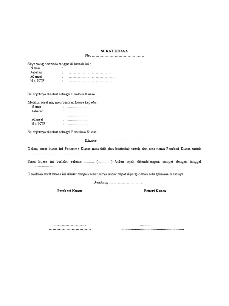 template surat kuasa | PDF