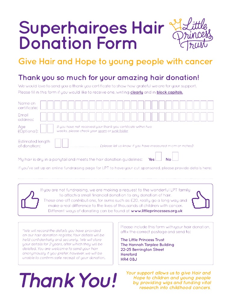 Hair Donation Form FINAL Update Jan 2022 PRINT-1 PDF | PDF