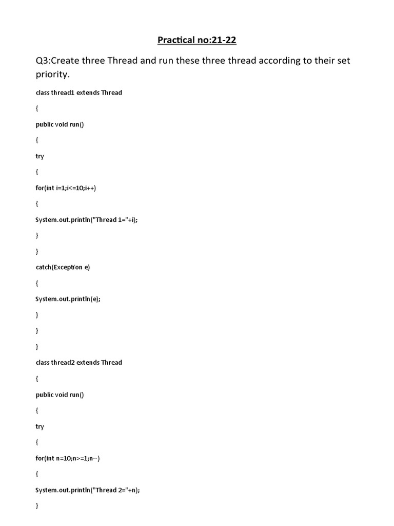 Java Thread Priority Example | PDF