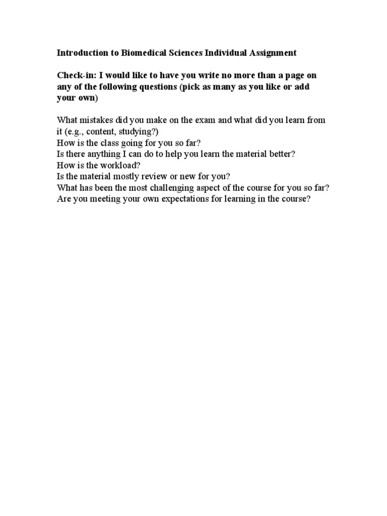 Introduction To Biomedical Sciences Individual Assignment | PDF