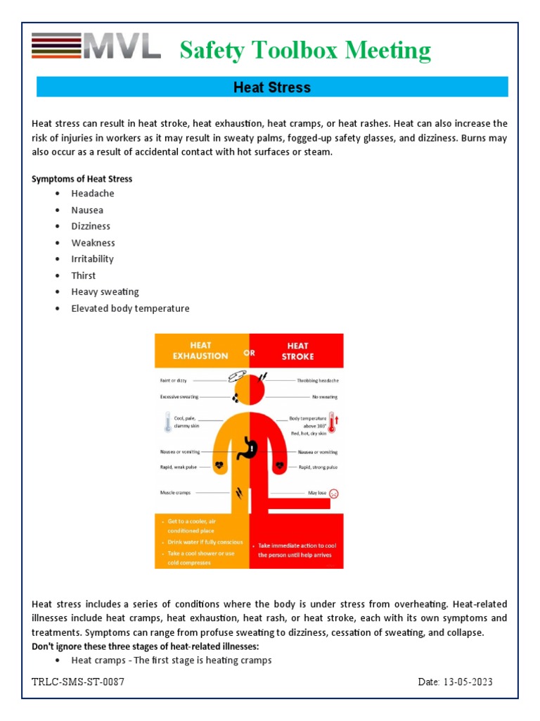 Safety Toolbox Meeting 87 | PDF | Hyperthermia | Clinical Medicine