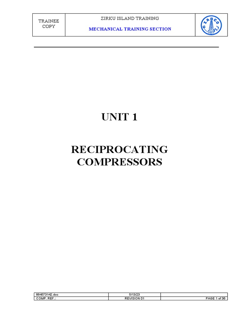 M16-Unit 1 - Recip. Comp. (Zadco-AHRT) | PDF | Piston | Vehicle Parts