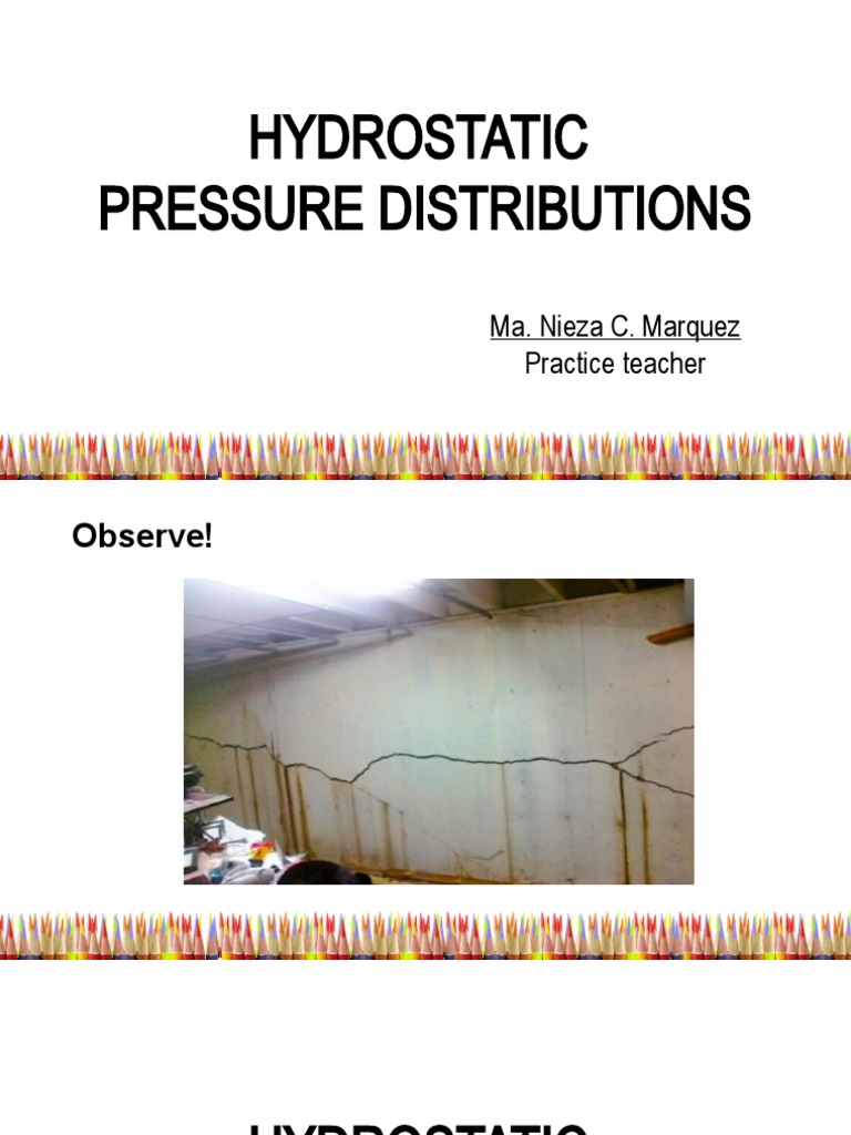 Hydrostatic Pressure Distribution | PDF | Pressure | Atmospheric Pressure