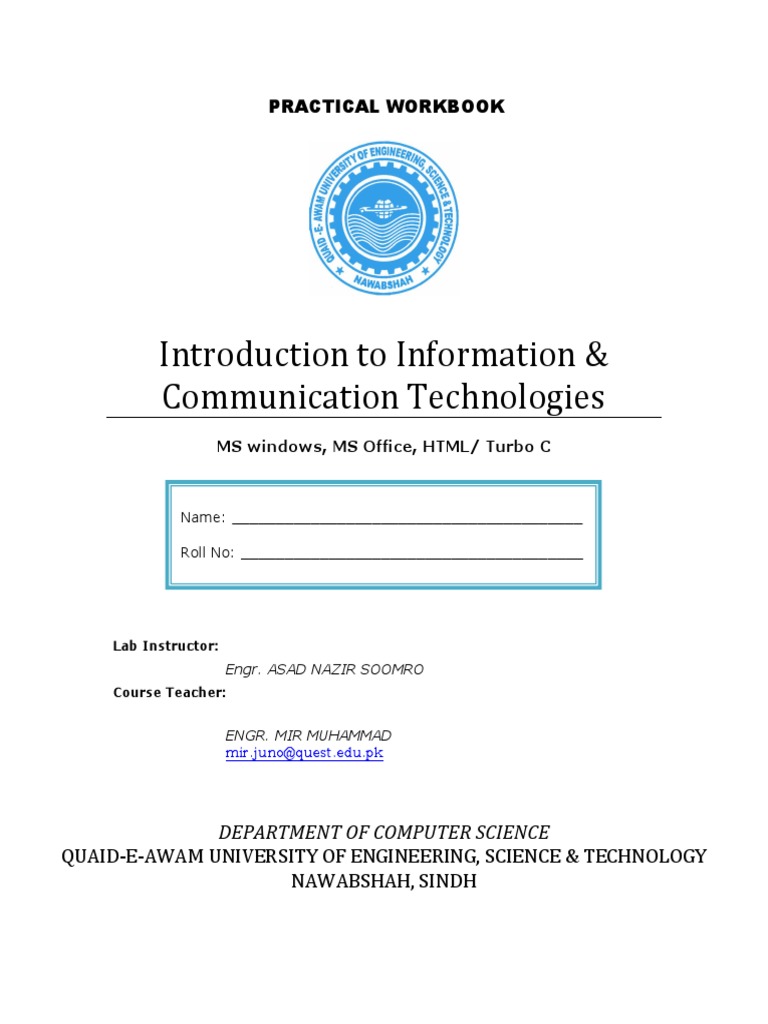 ICT - PR Book - BSCS - Part - 1 PDF | PDF | Microsoft Excel | Bios