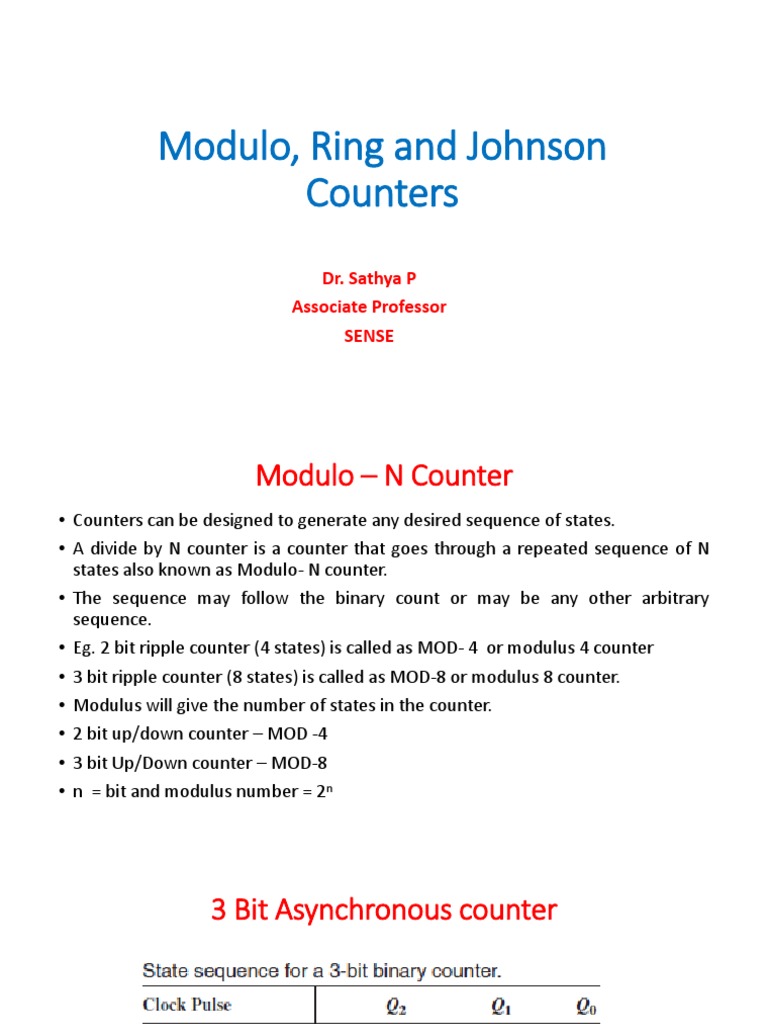 35-Modulo Counter, Ring Counter and Johnson Counter-28!03!2023 | PDF