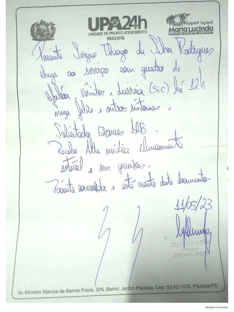 Ficha de Esclarecimento REED Sergio Thiago | PDF