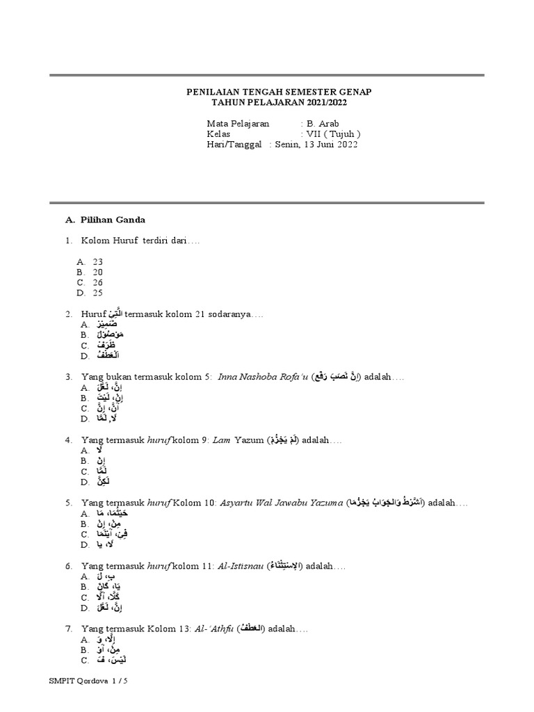 Soal Arab PSAT 7 FIKS | PDF