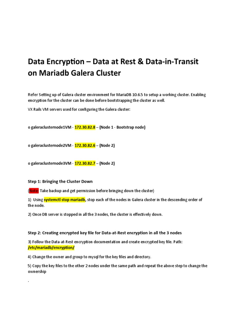 Data at Rest & Data-in-Transit On Mariadb Galera Cluster - 24022022 ...