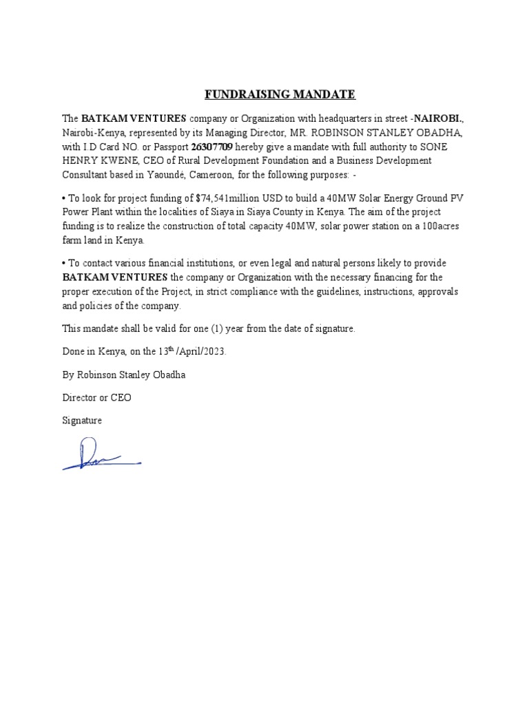 Aira Enterprises Casino Funding Mandate | PDF | Business | Finance ...
