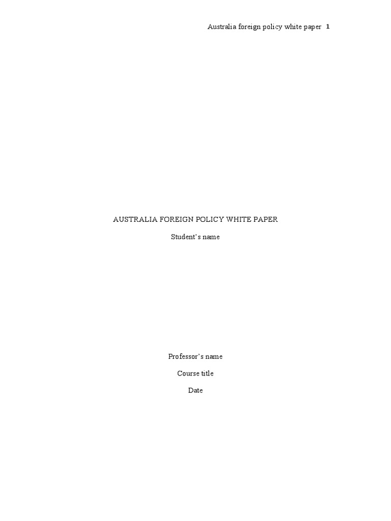 Australia Foreign Policy White Paper | Download Free PDF | Cost Of ...