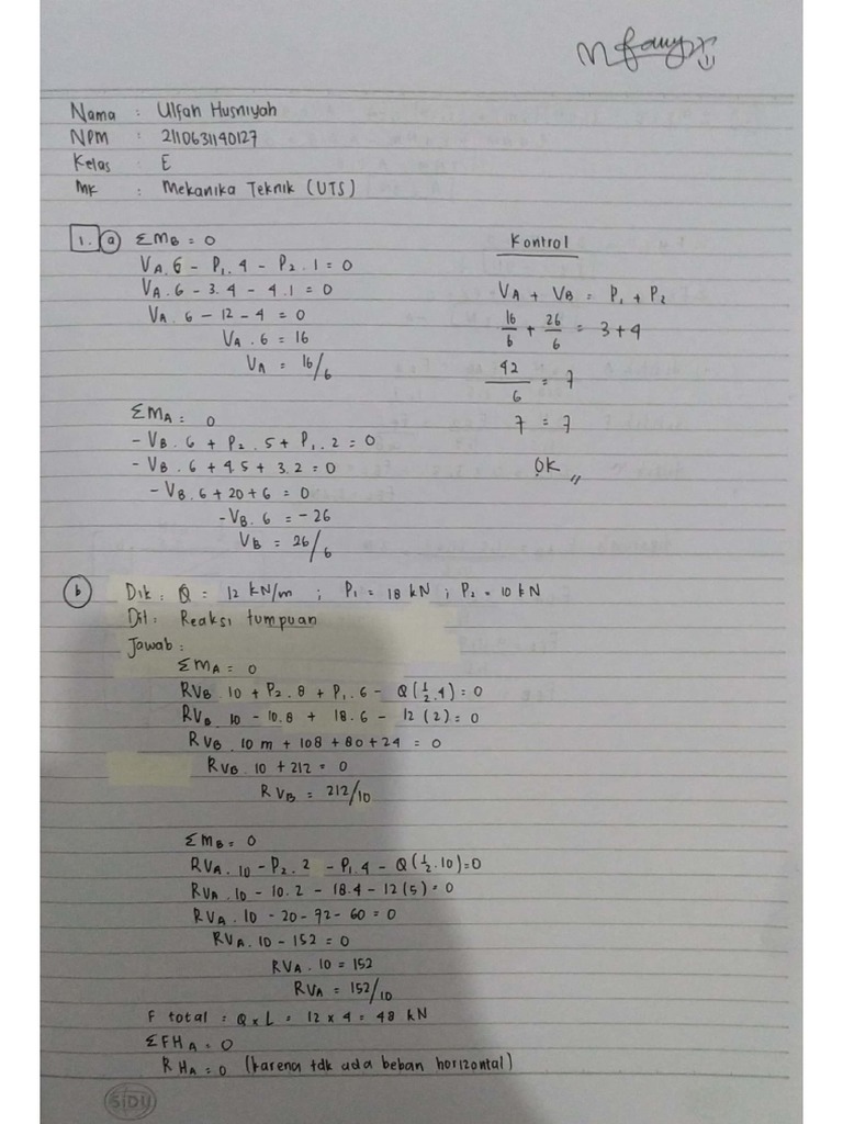 Ulfah Husniyah - UTS MEKTEK PDF | PDF