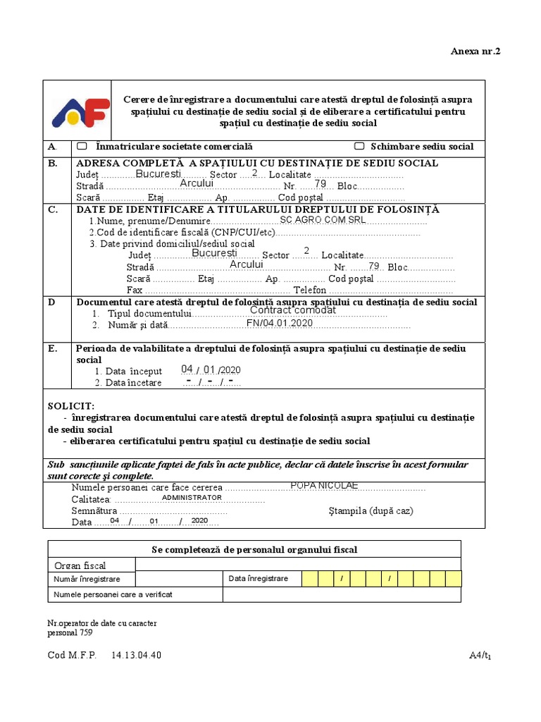 7.formular Anaf-Cerere | PDF
