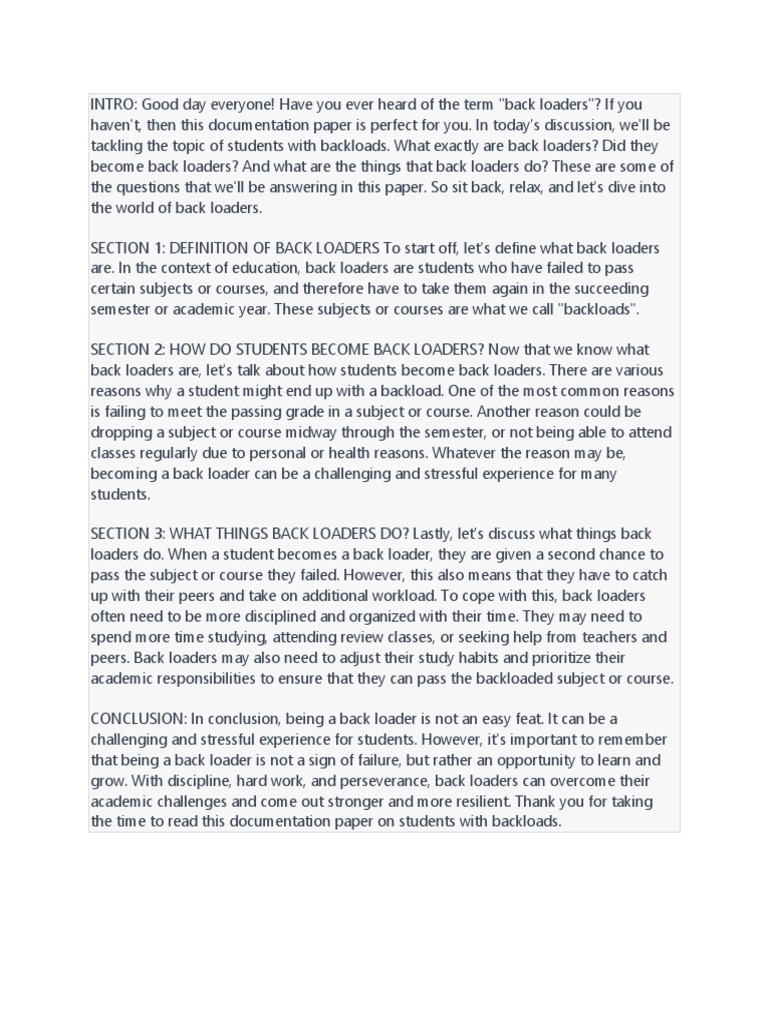 Back Loads | PDF | Disciplines | Psychology