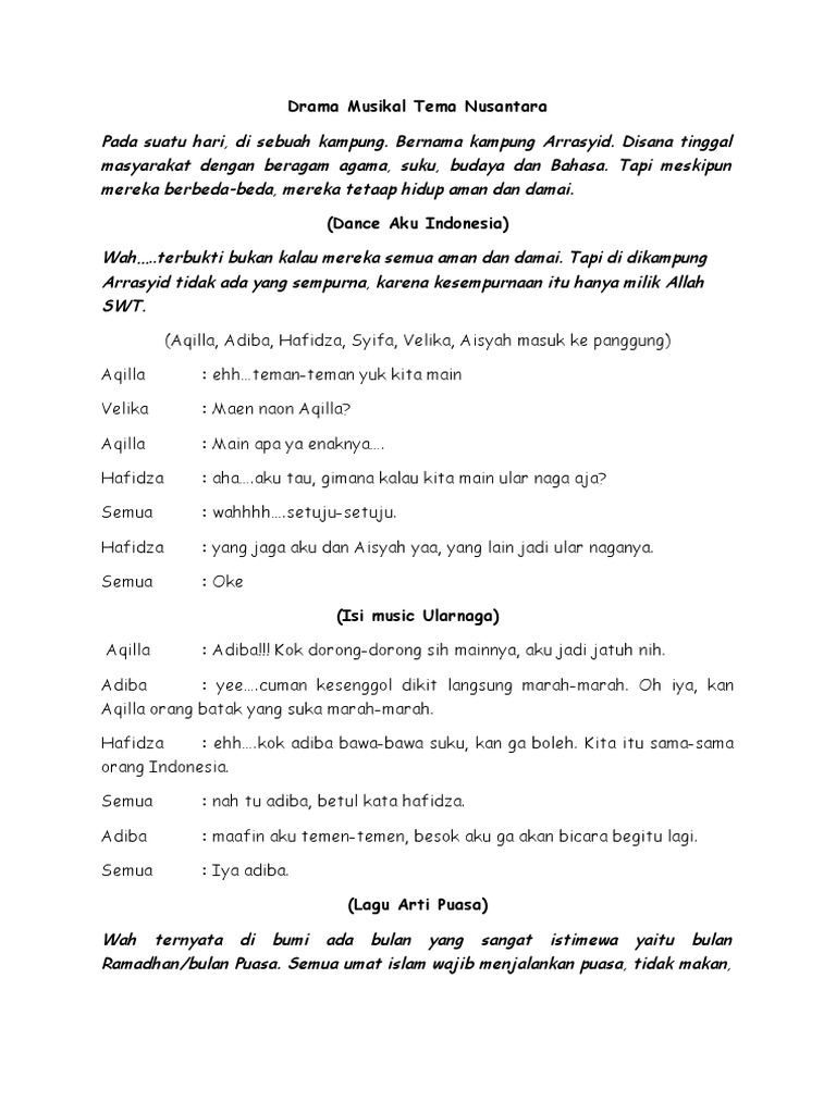Drama Musikal Tema Nusantara | PDF