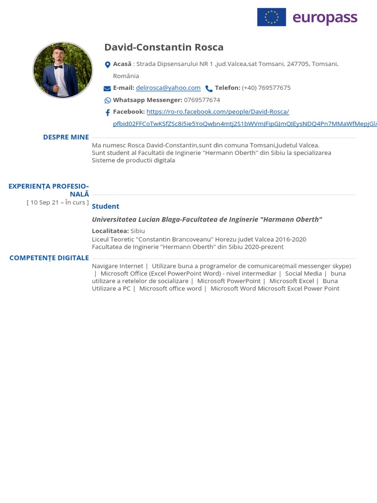 CV - David-Constantin Rosca PDF | PDF