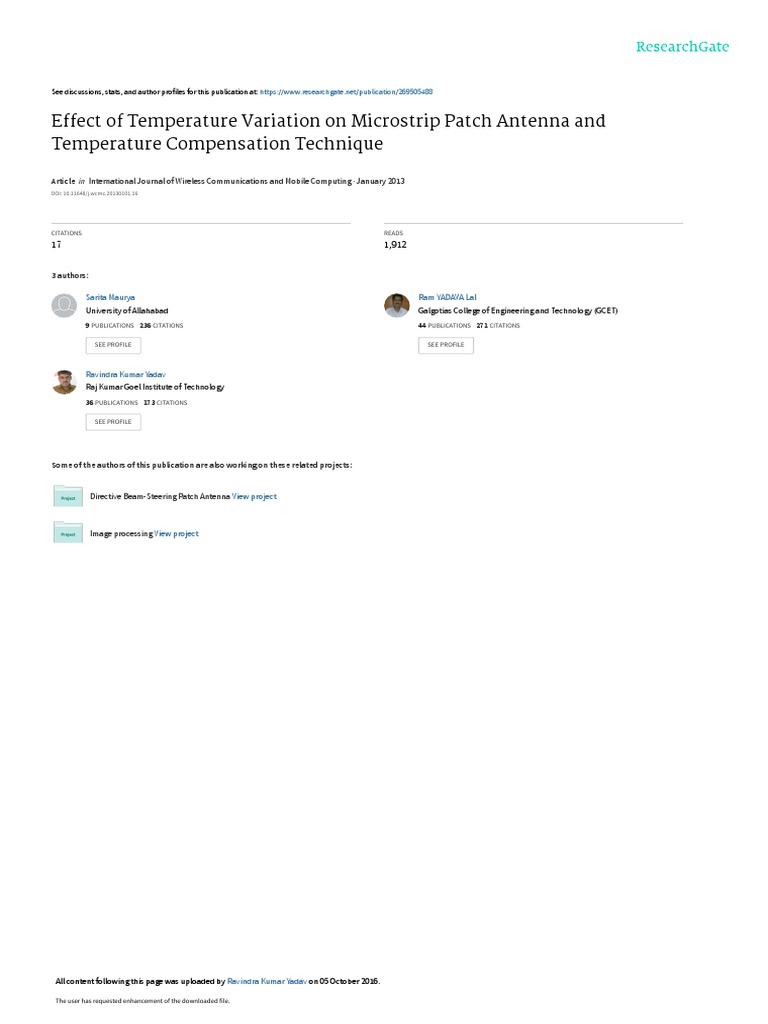 Effect Of Temperature Variation On Microstrip Patc Pdf Antenna