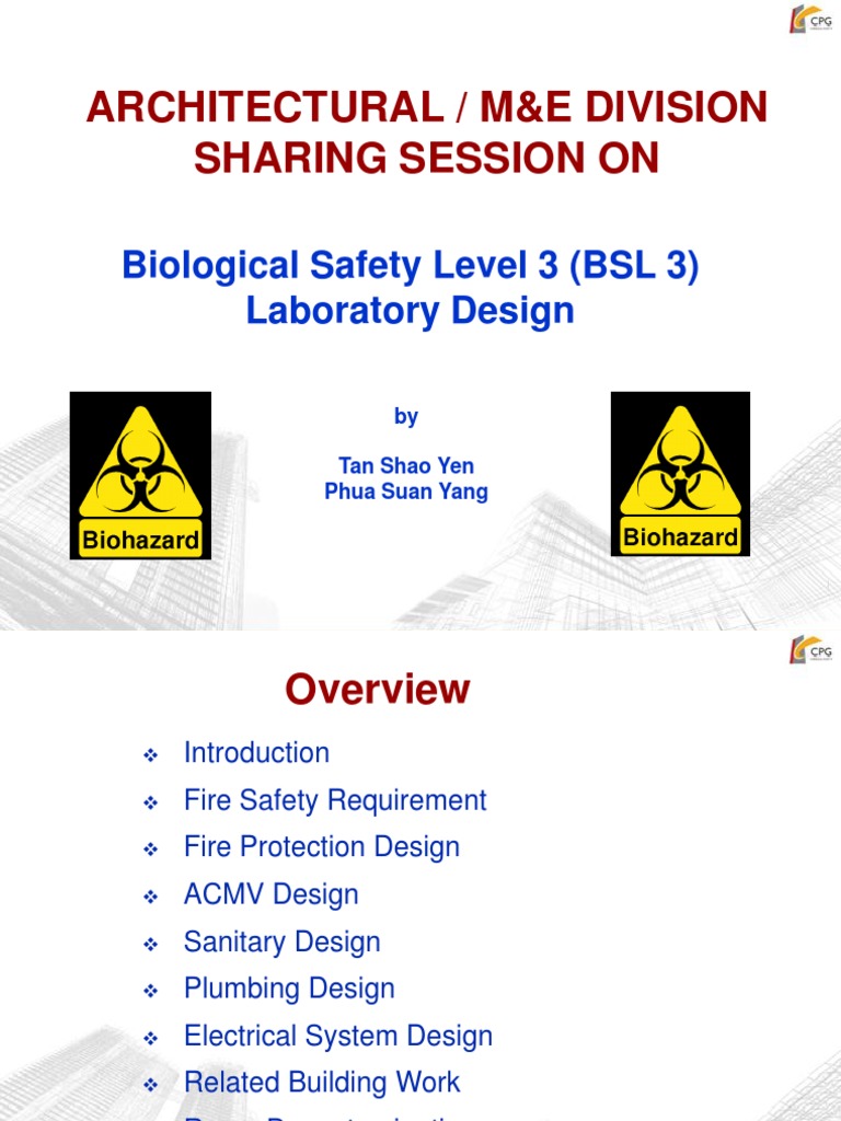 M&E BSL 3 Lab Sharing Session - 4 June 09 | PDF | Duct (Flow) | Fire Sprinkler System