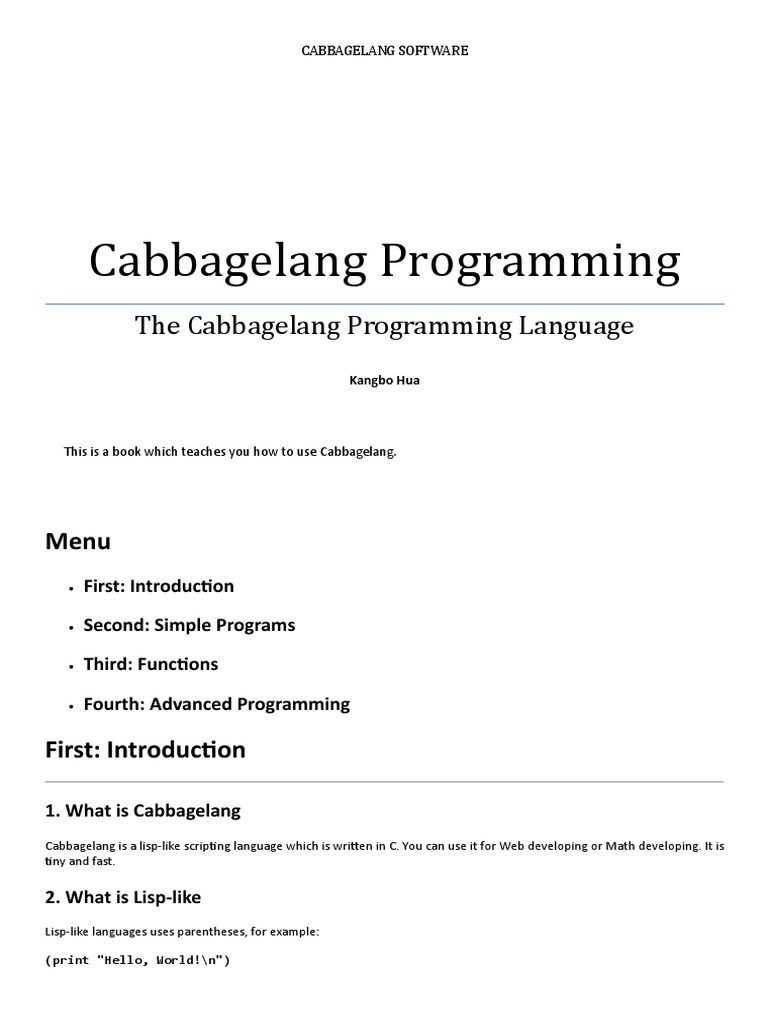 Cabbagelang Programming | PDF | Teaching Methods & Materials | Technology & Engineering