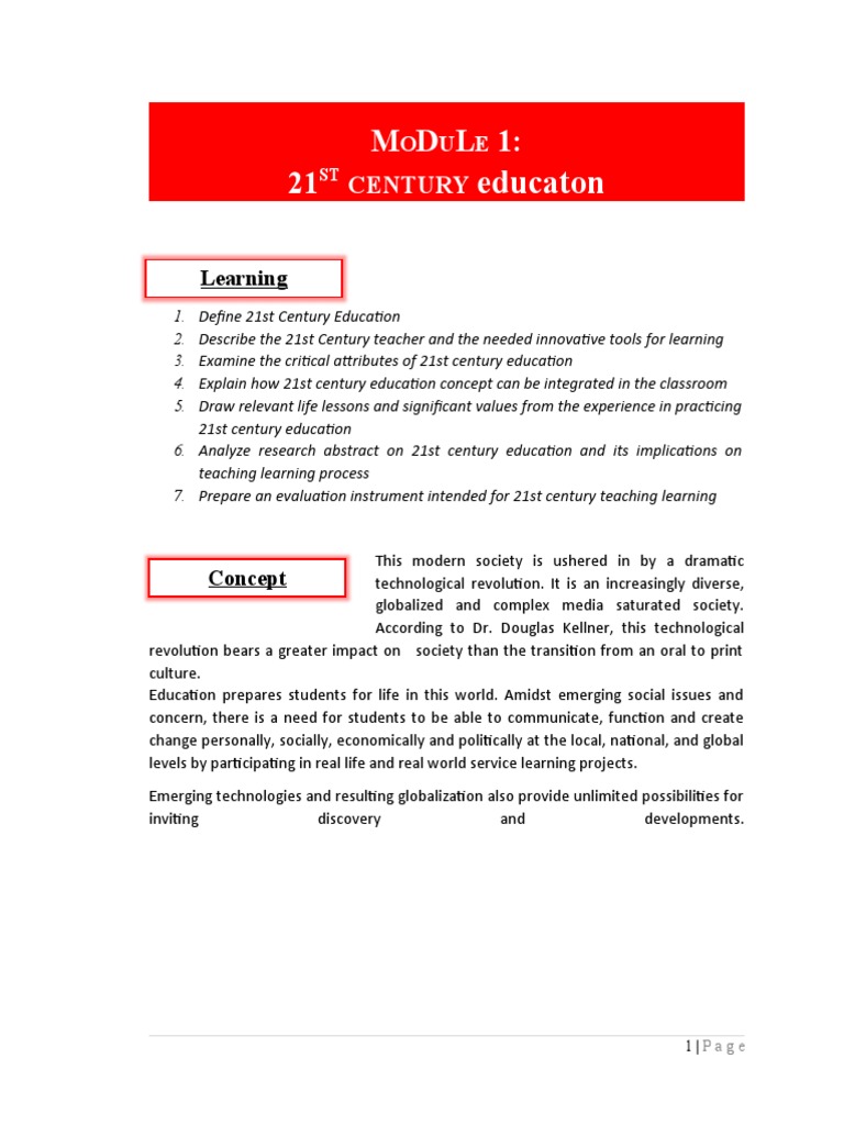 21st Century Education Framework | PDF | Learning | Teachers
