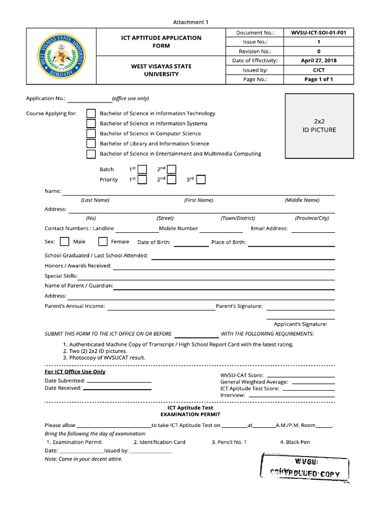 CICT Application Form | PDF