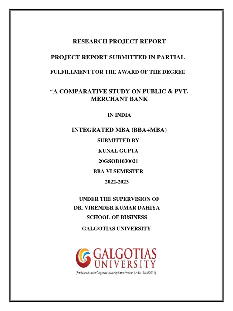 Comparative Study On Public & Pvt. Merchant Bank | PDF | Banks ...