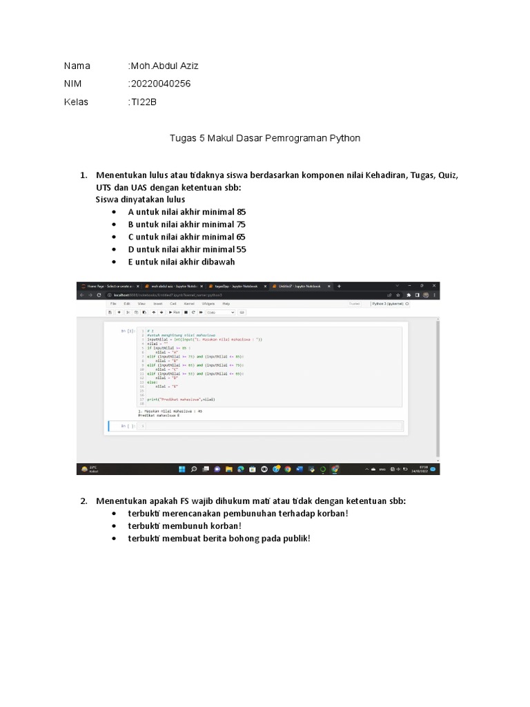 Tugas Python: Penilaian & Logika | PDF