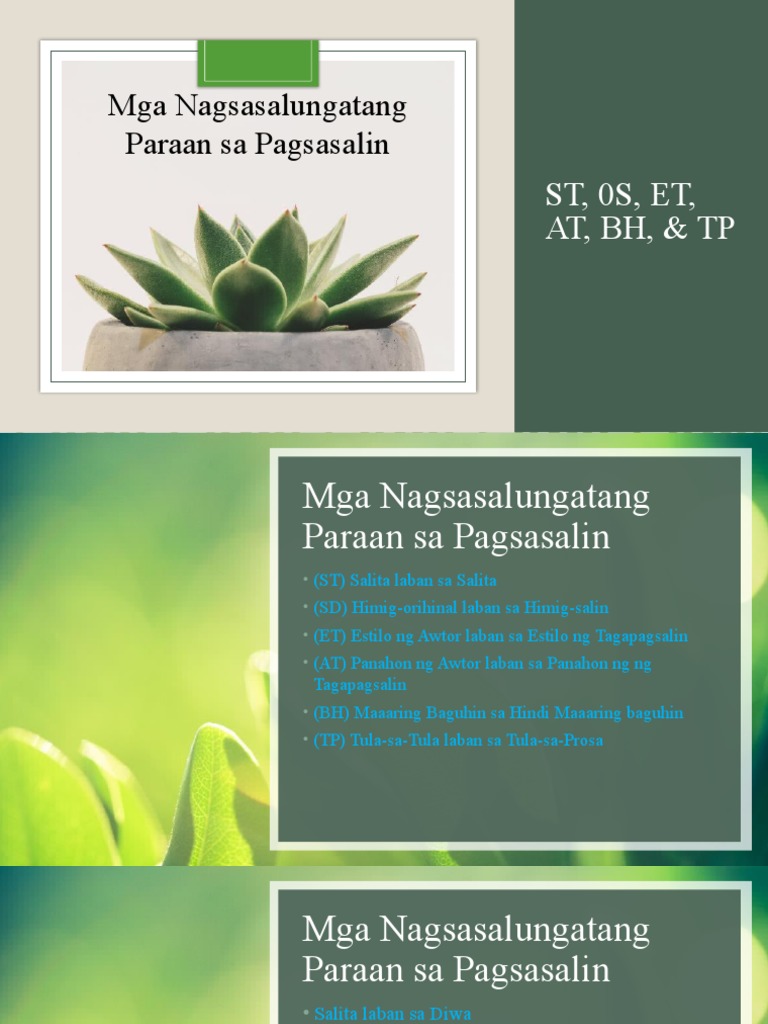 Mga Nagsasalungatang Paraan Sa Pagsasalin | PDF