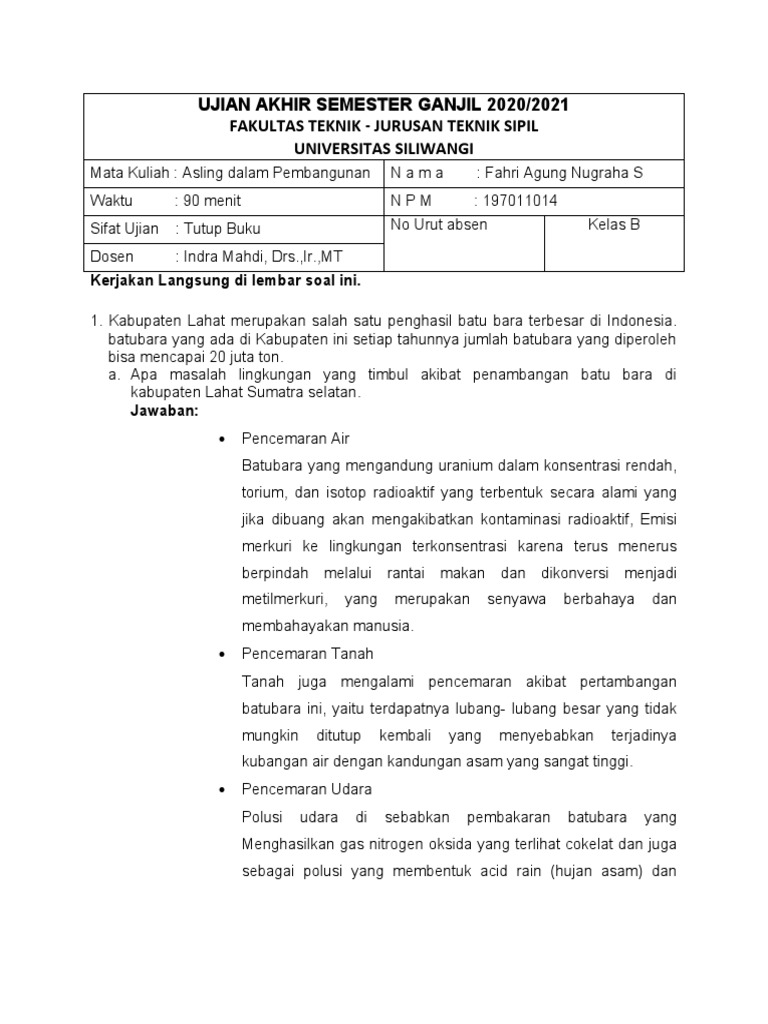 Fahri Agung Nugraha Saparuloh - Kelas B - UAS | PDF