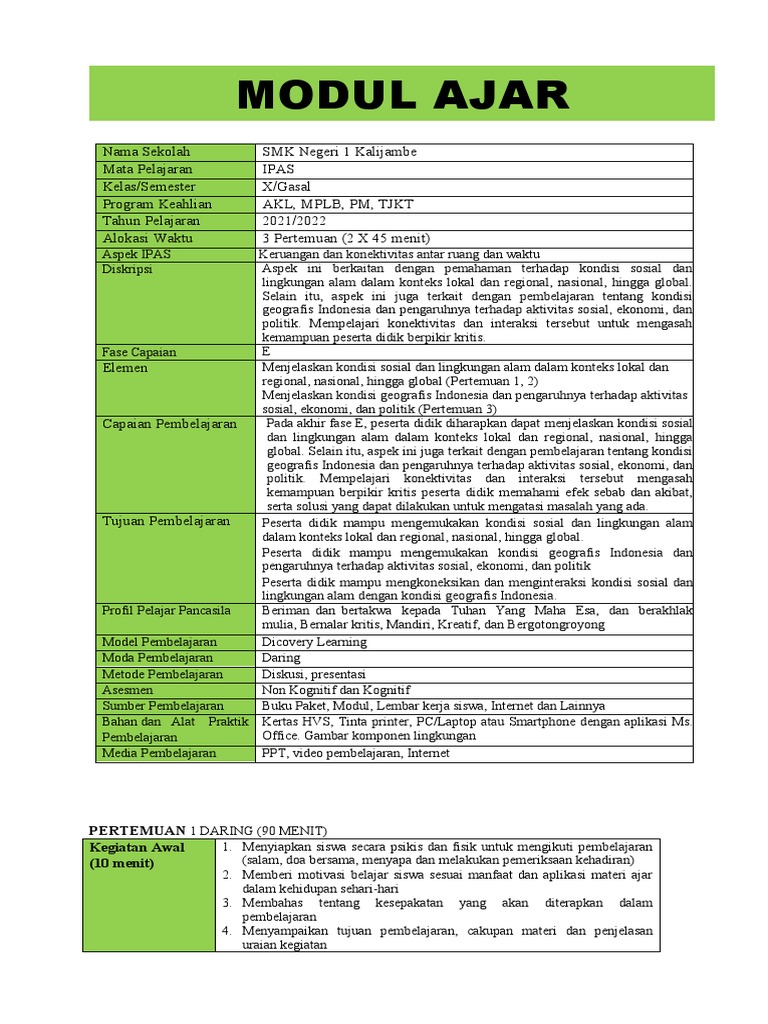 Modul Mipas 5. Keruangan Dan Konektivitas Antar Ruang Dan Waktu | PDF