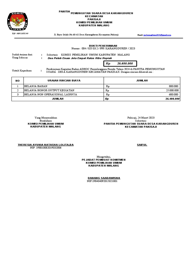 SPJ - Desa Sidodadi - Kecamatan Lawang | PDF