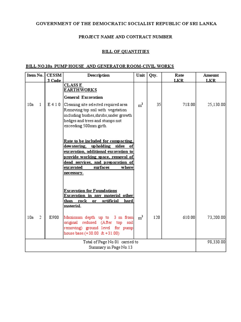 Civil Bill Sample | PDF | Concrete | Masonry