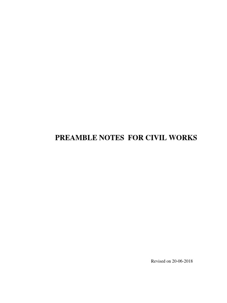 pREAMBLES Civil Works | PDF | Specification (Technical Standard) | Concrete