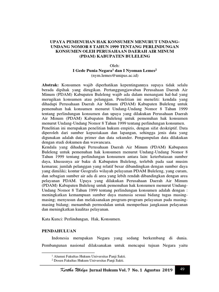 Kertha Widya: Alumni Fakultas Hukum Universitas Panji Sakti. Dosen Fakultas Hukum Universitas ...